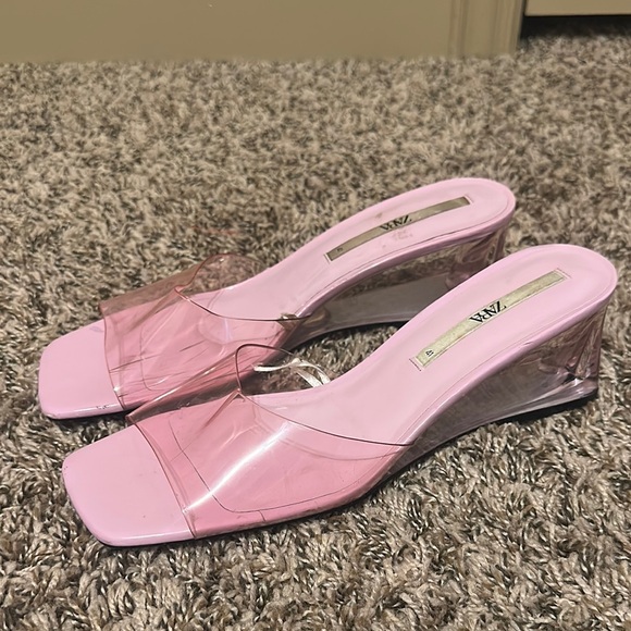 Zara | Shoes | Zara Pink Clear Sandal Mule 4 | Poshmark